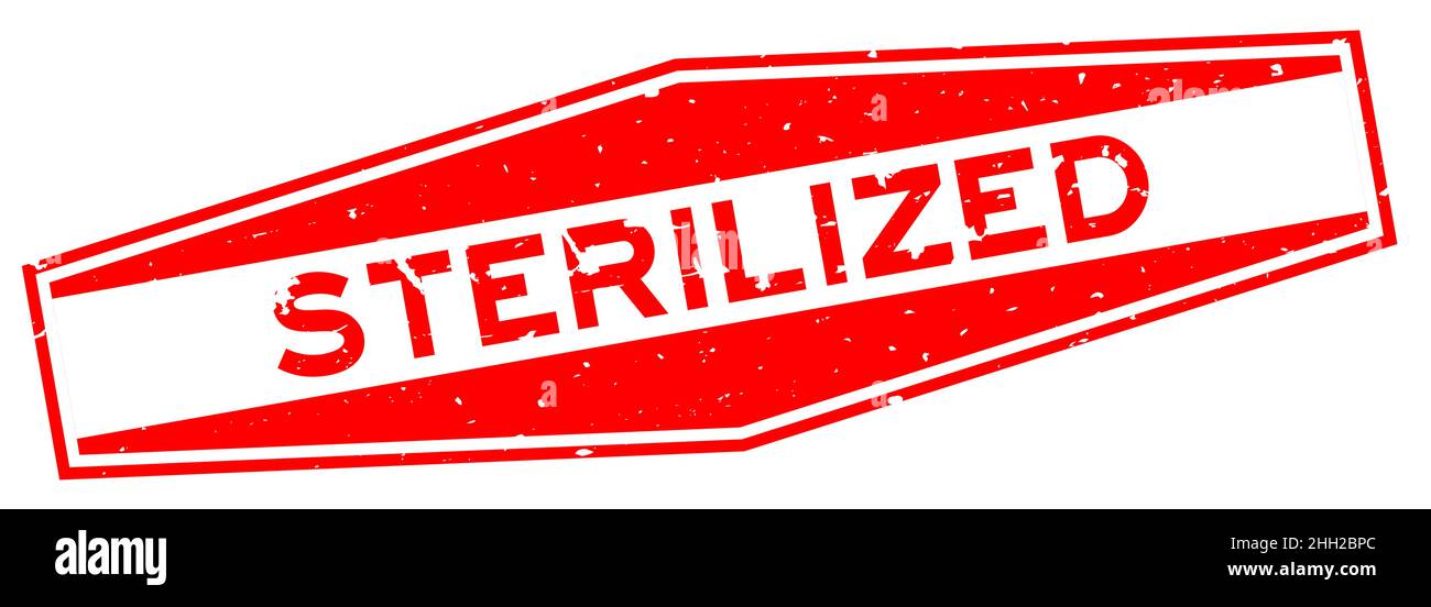 Grunge red sterilized word hexagon rubber seal stamp on white background Stock Vector Image ...