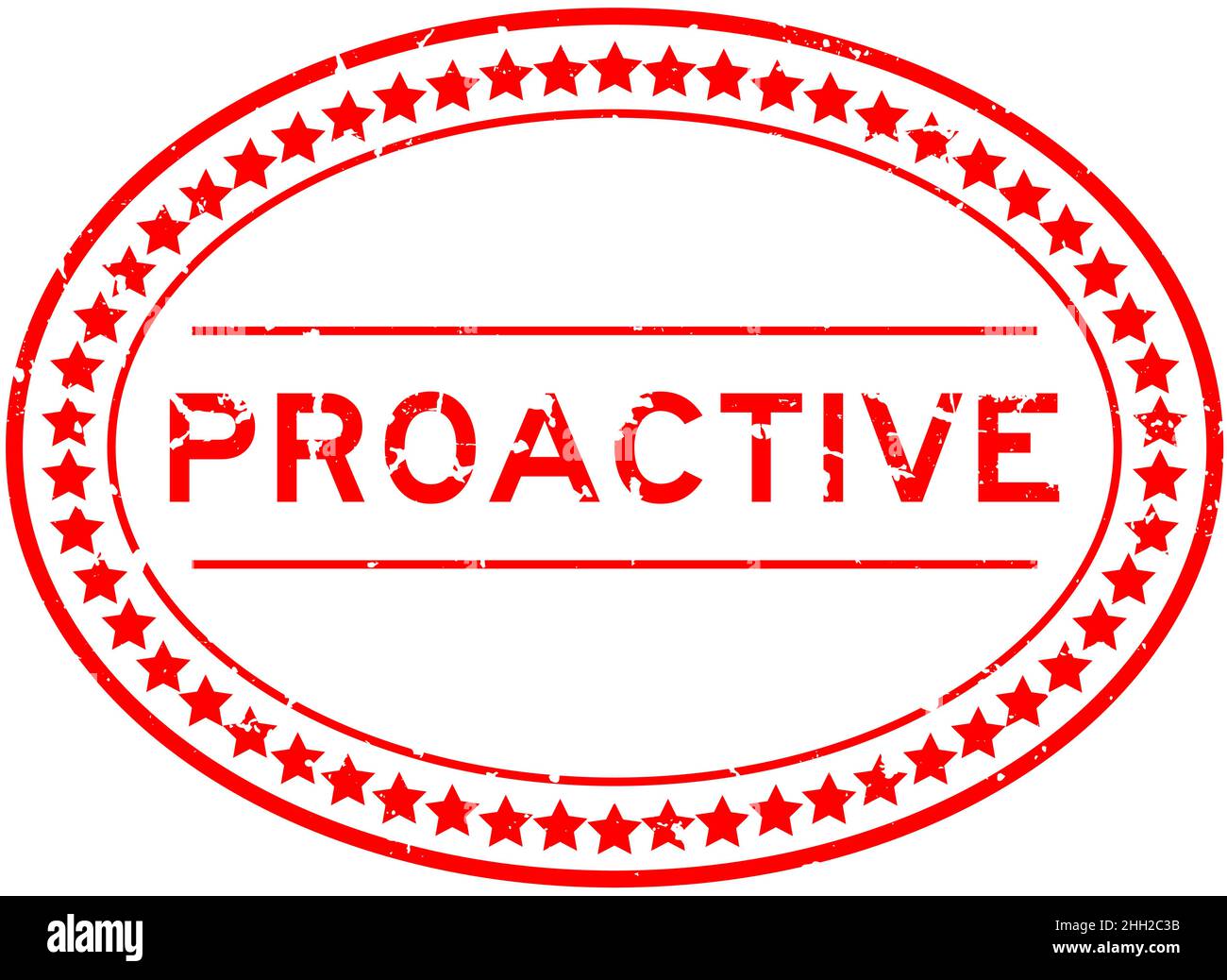 Grunge red proactive word oval rubber seal stamp on white background ...