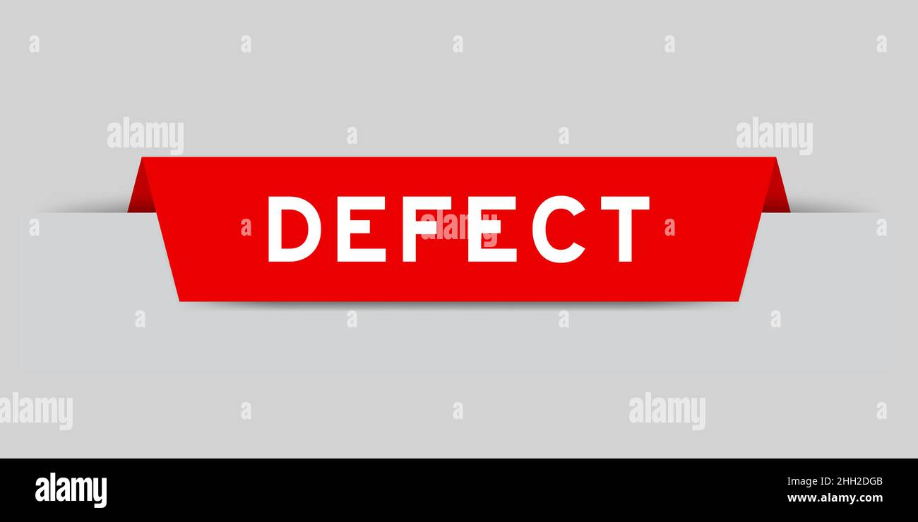 Red color inserted label with word defect on gray background Stock ...