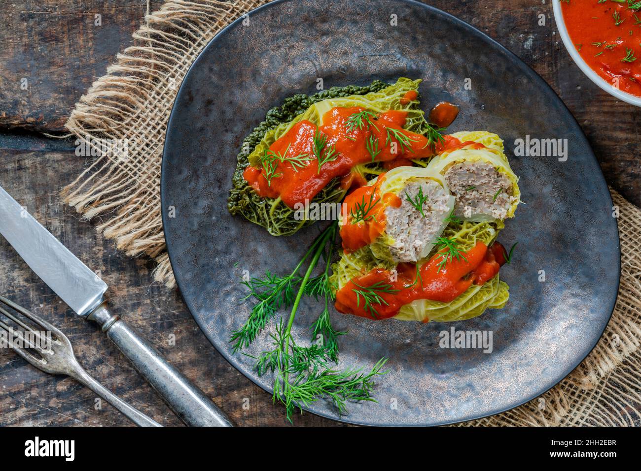 Gołabki - classic Polish dish of cabbage rolls stuffed with pork and ...