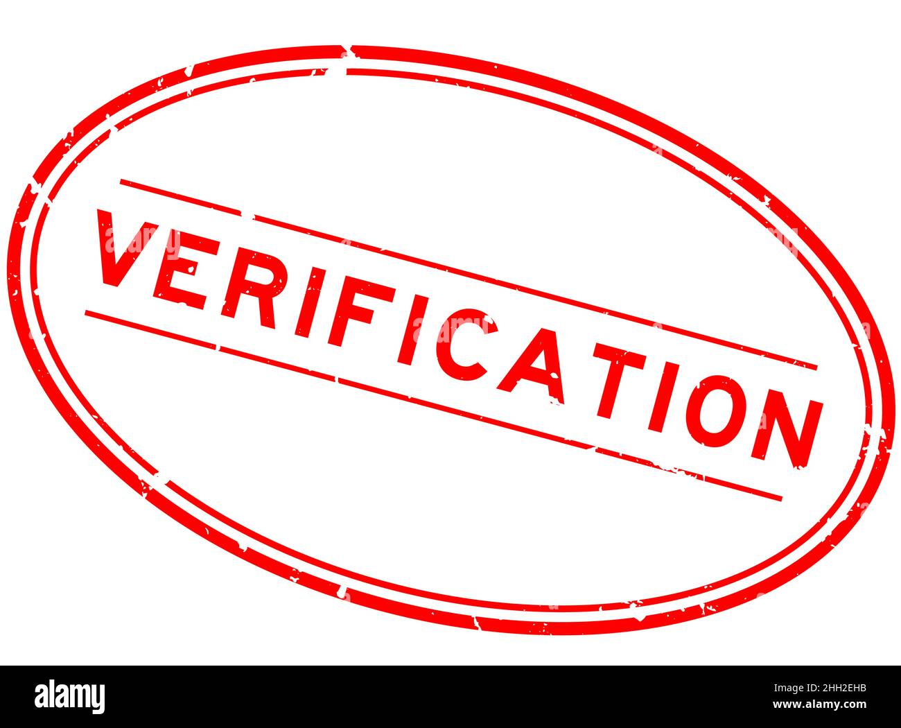 Grunge red verification word oval rubber seal stamp on white background ...