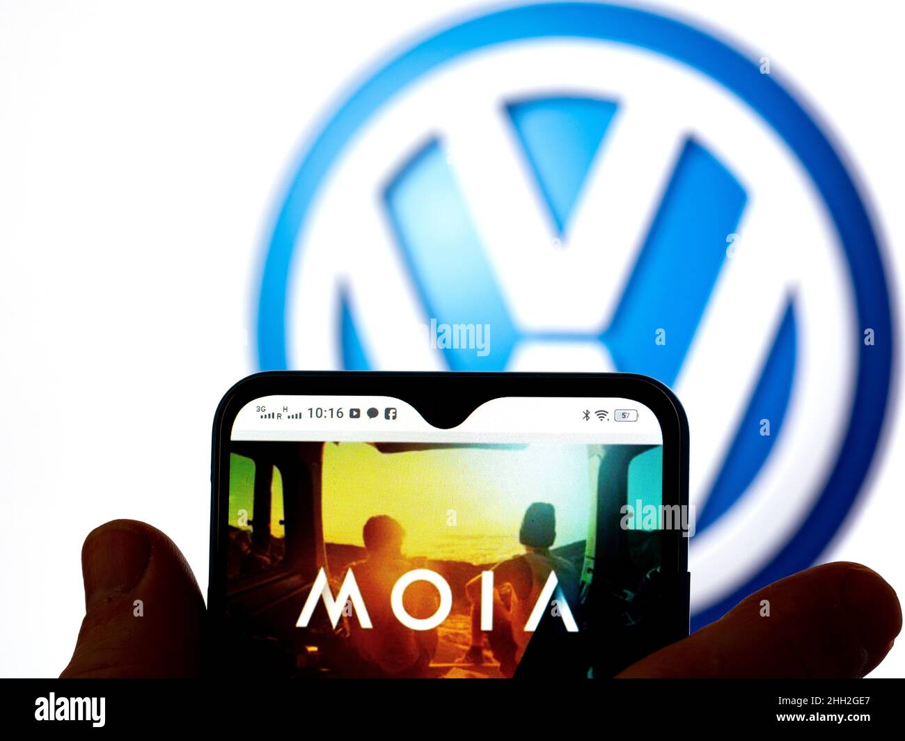In this photo illustration, the MOIA logo is seen displayed on a ...