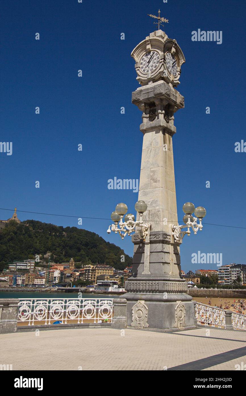 Clock tower on the promenade in Donostia-San Sebastian,province ...