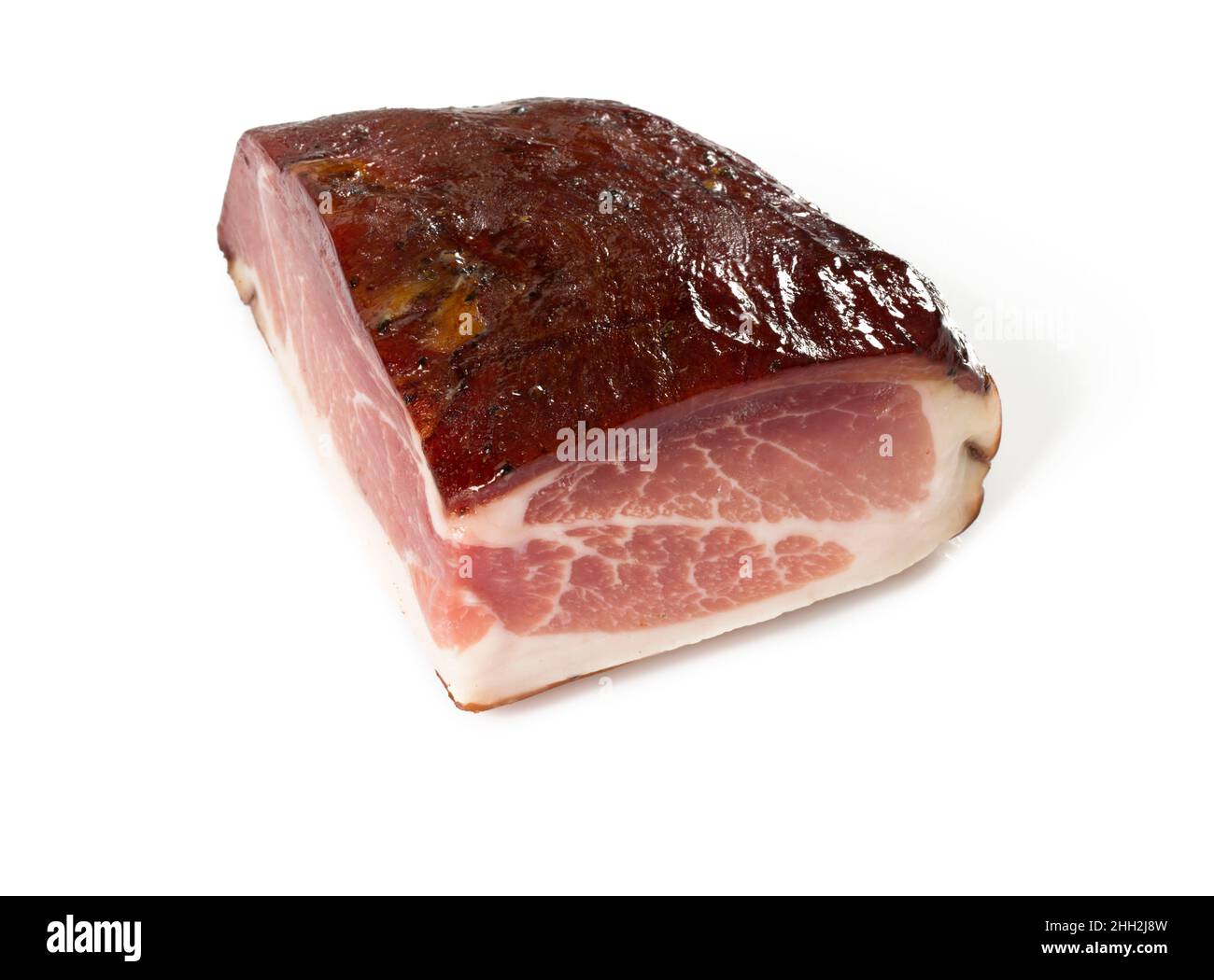 italian speck isolated on white background Stock Photo - Alamy