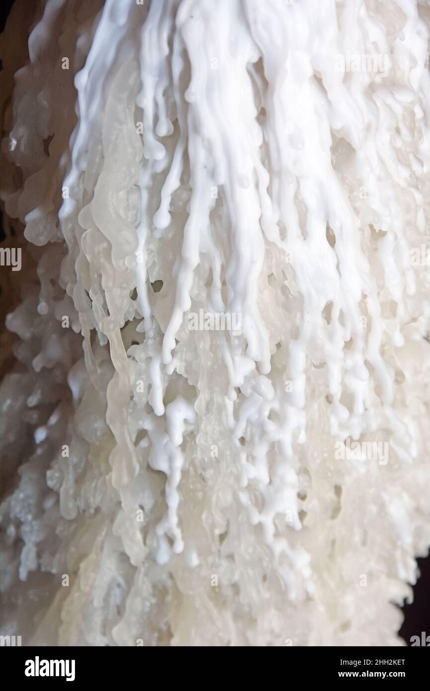 Wax droplet closeup, melted candle drips in shape of solid drops Stock ...