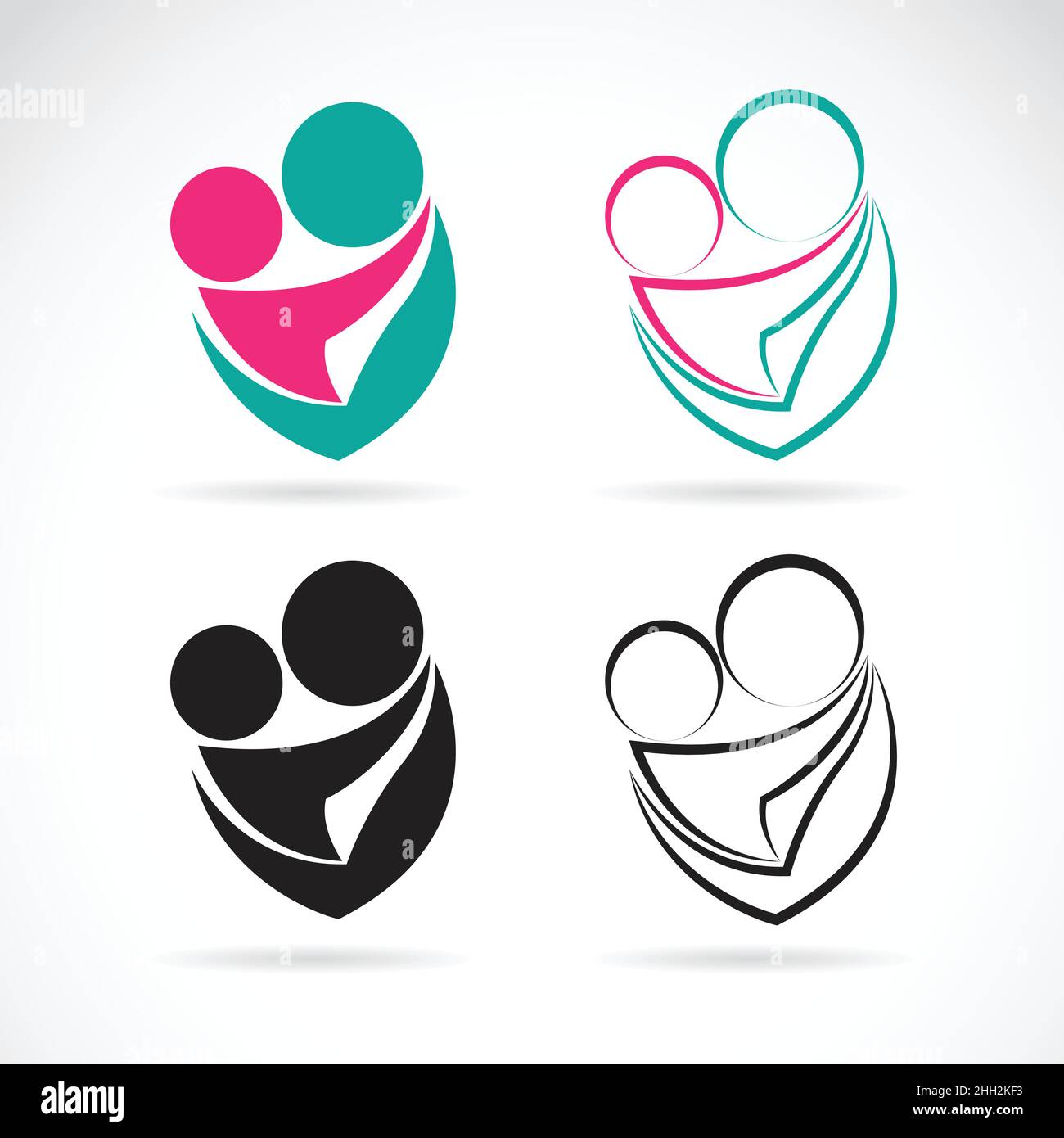 Vector icon of mom and baby on white background, Expression of love ...
