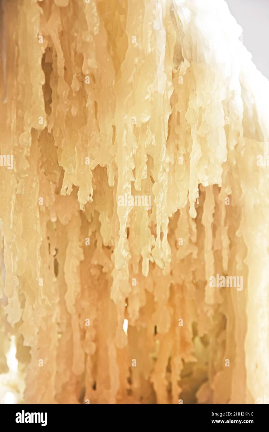 Wax droplet closeup, melted candle drips in shape of solid drops Stock ...