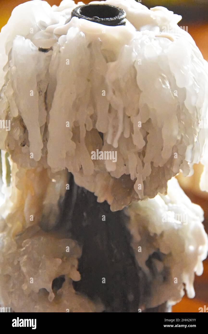 Wax droplet closeup, melted candle drips in shape of solid drops Stock ...