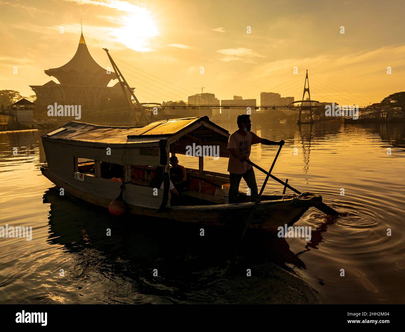 Boat taxi at Kuching Waterfront, Kuching Sarawak Stock Photo - Alamy