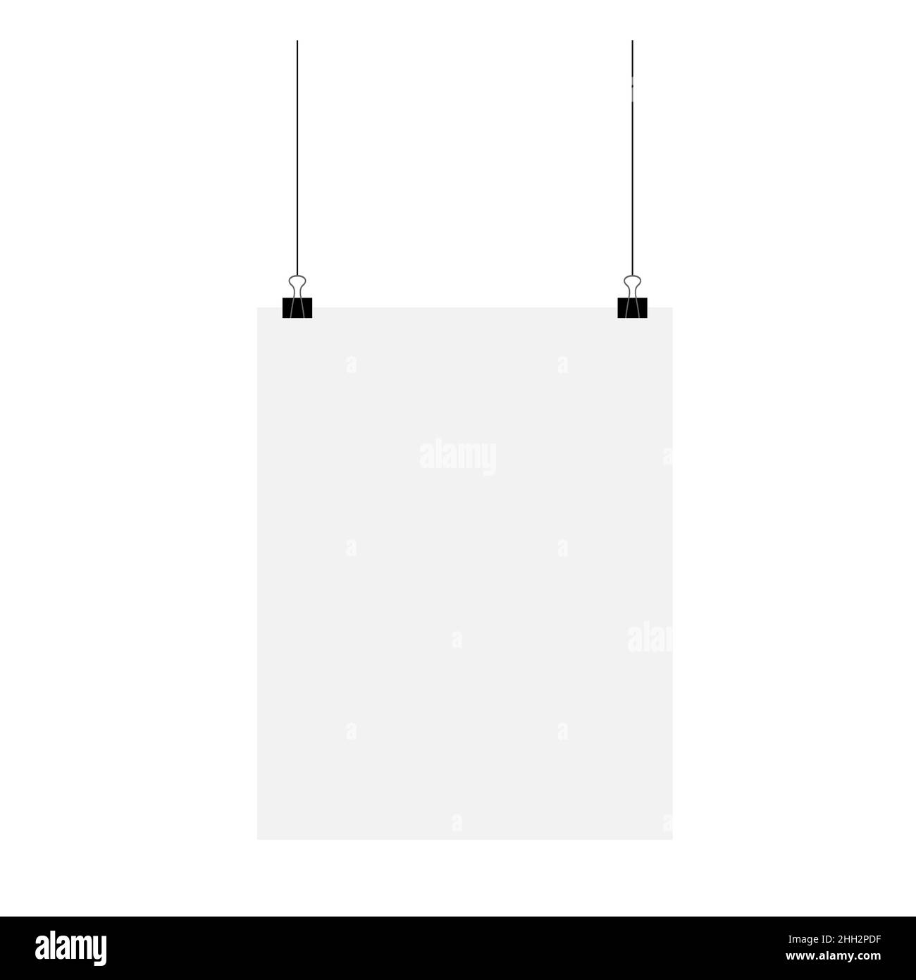 Poster mockup hanging paper, blank clip page background, template sheet ...