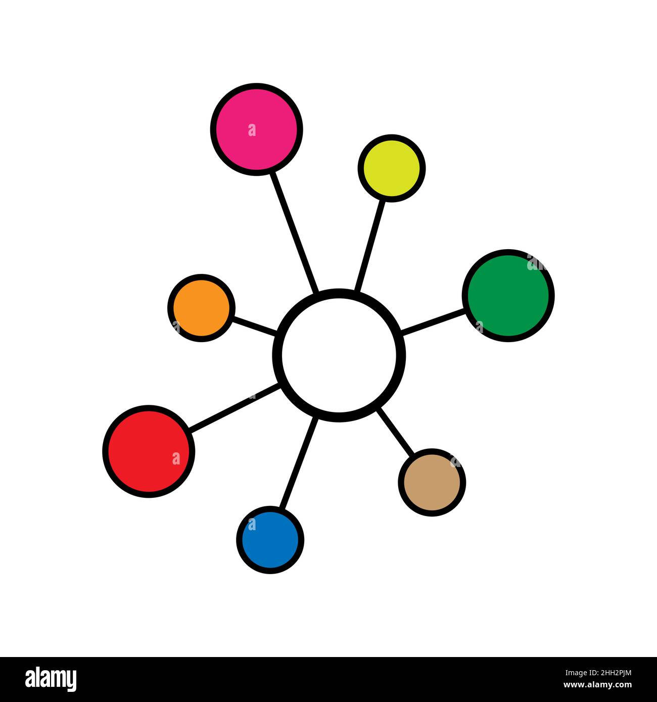 Hub flat network icon, connect structure vector symbol isolated on ...