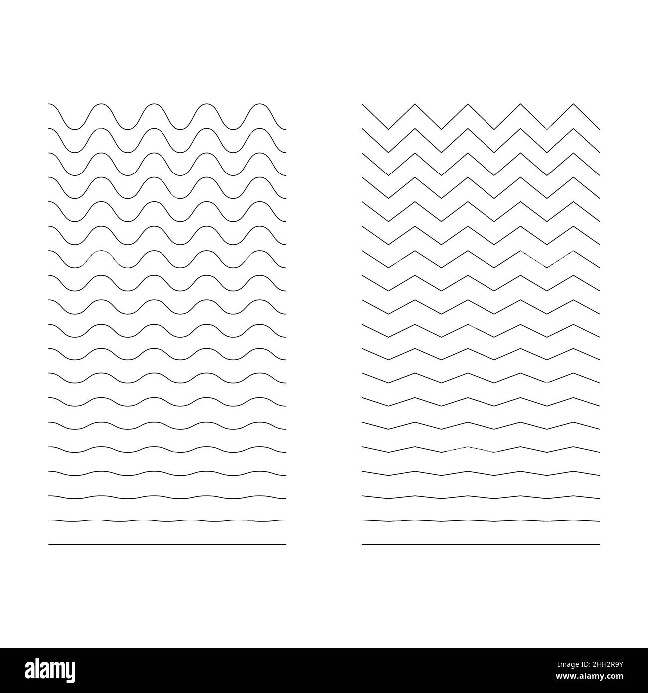 Set of wavy, curvy, zigzag horizontal lines. Vector simple new design ...