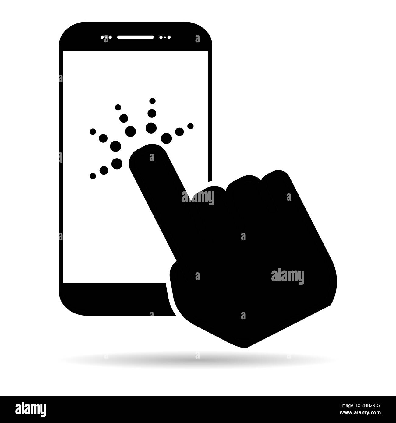 Touch screen with hand with shadow - finger, cursor flat technology ...