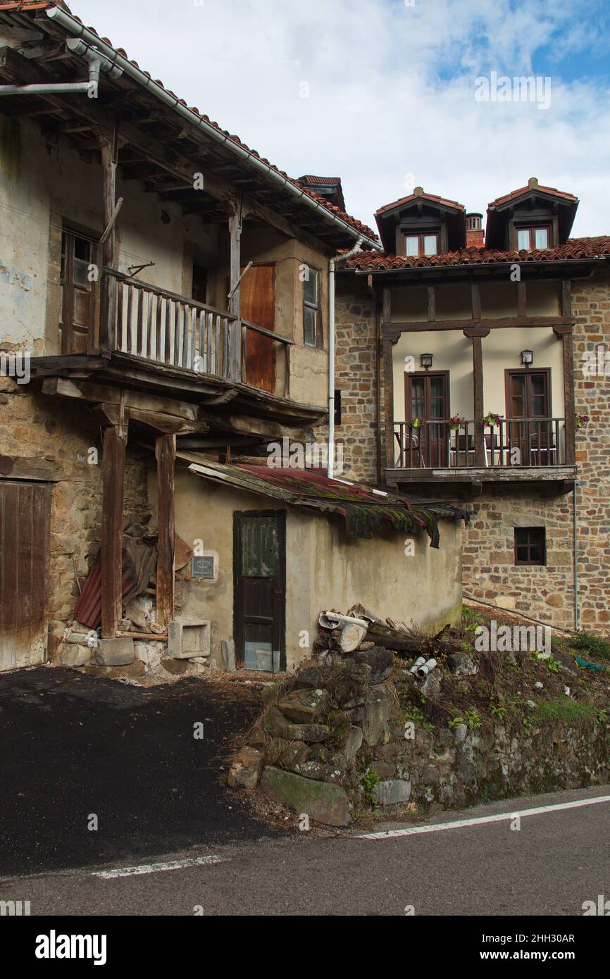 Architecture in village Pido near Espinama in national park Picos de ...
