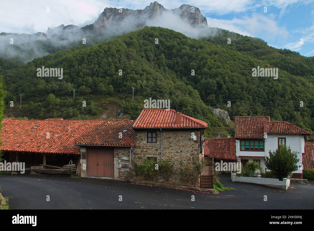 Architecture in village Pido near Espinama in national park Picos de ...