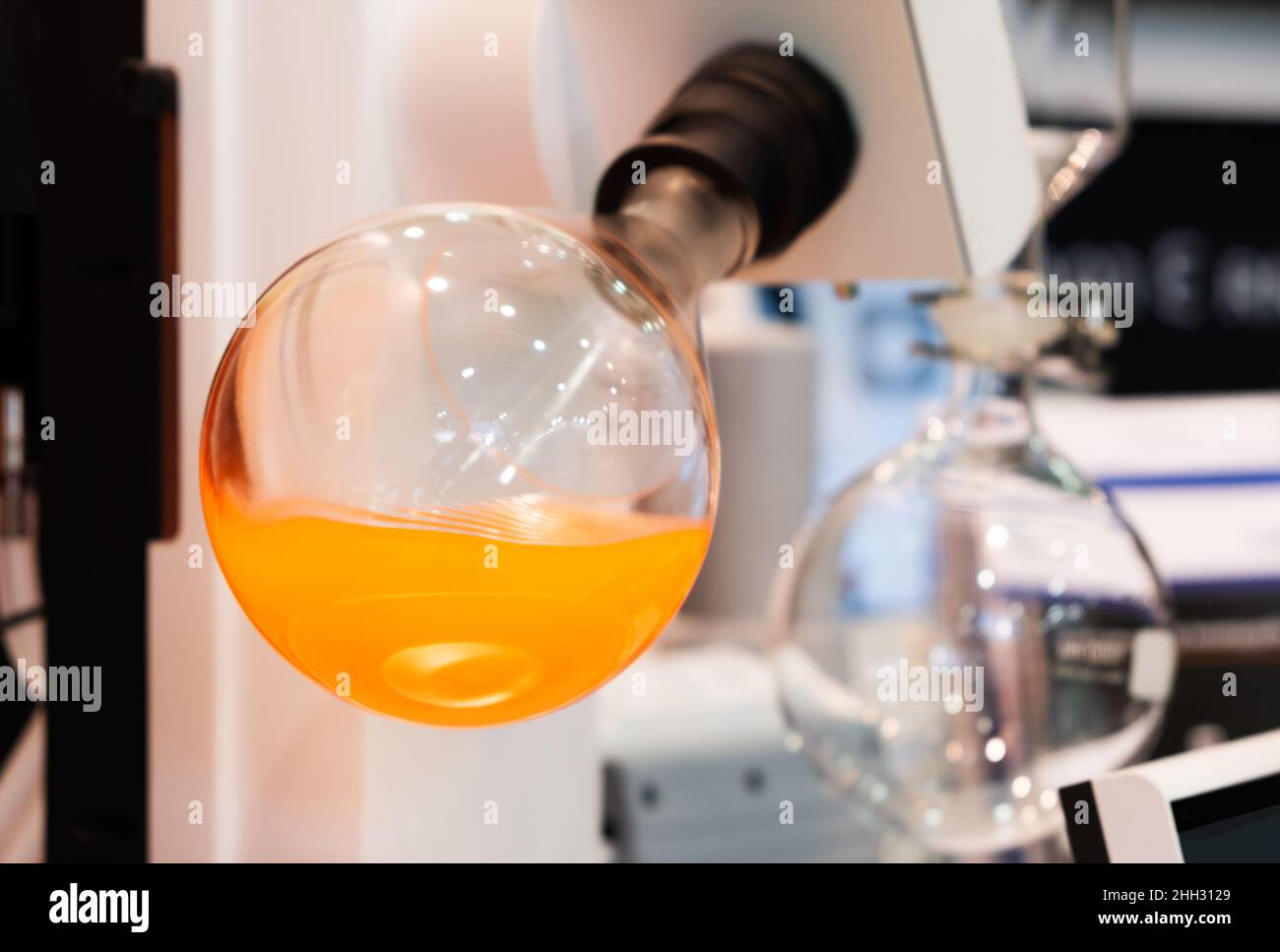 Laboratory flask with colored liquid. chemistry microbiology medicine ...