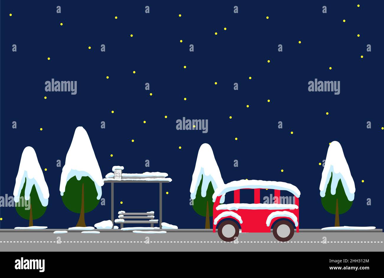 Village in snow covered landscape Stock Vector Images - Alamy