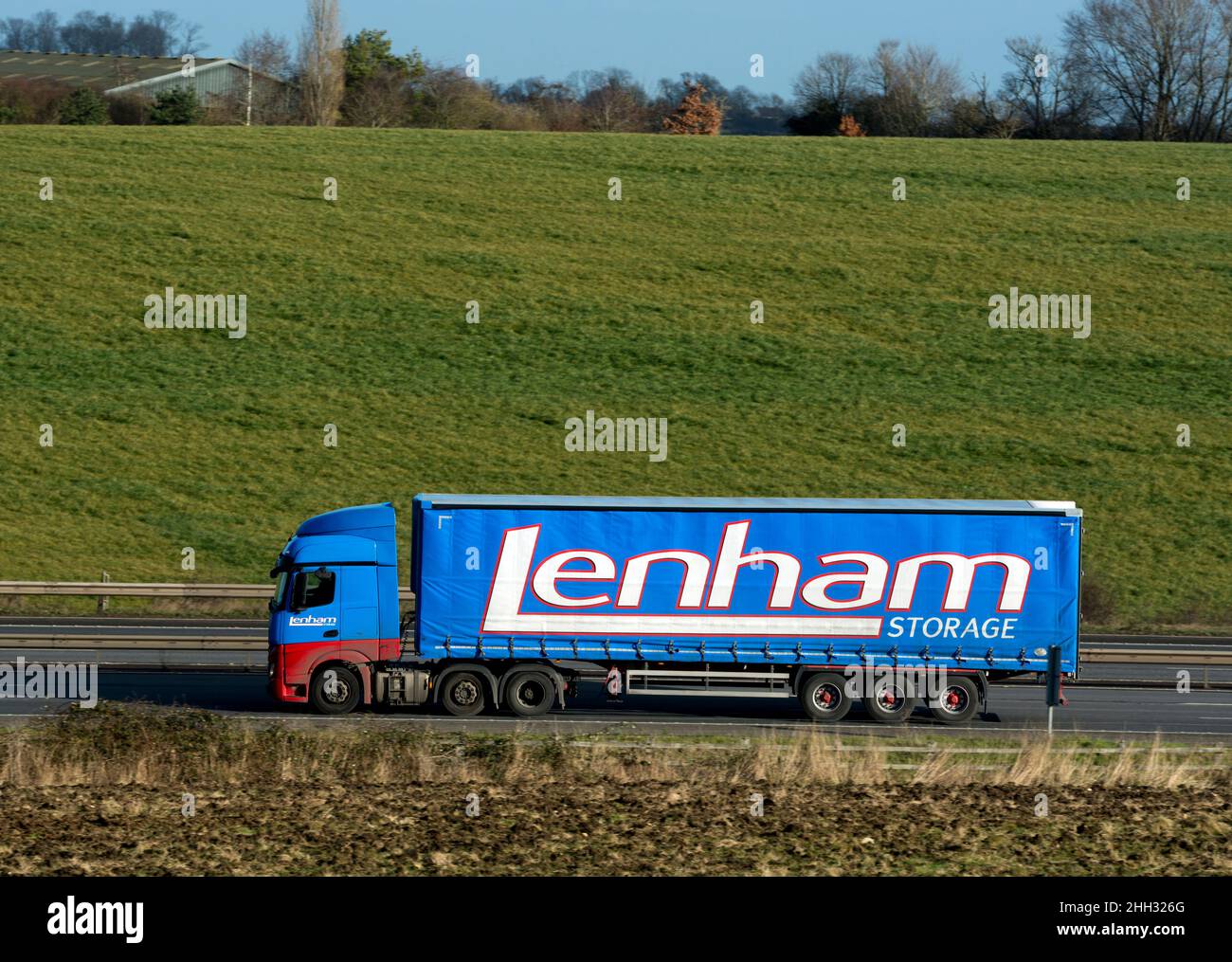 Lenham Storage lorry on the M40 motorway, Warwickshire, UK Stock Photo ...