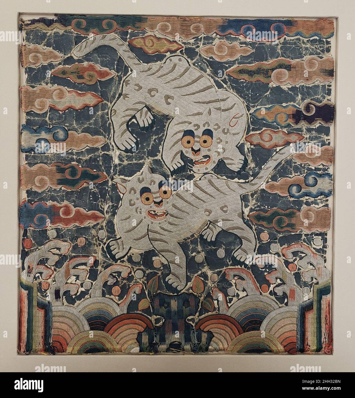 Rank badge with a pair of tiger-leopards early 19th century Korea. Rank ...