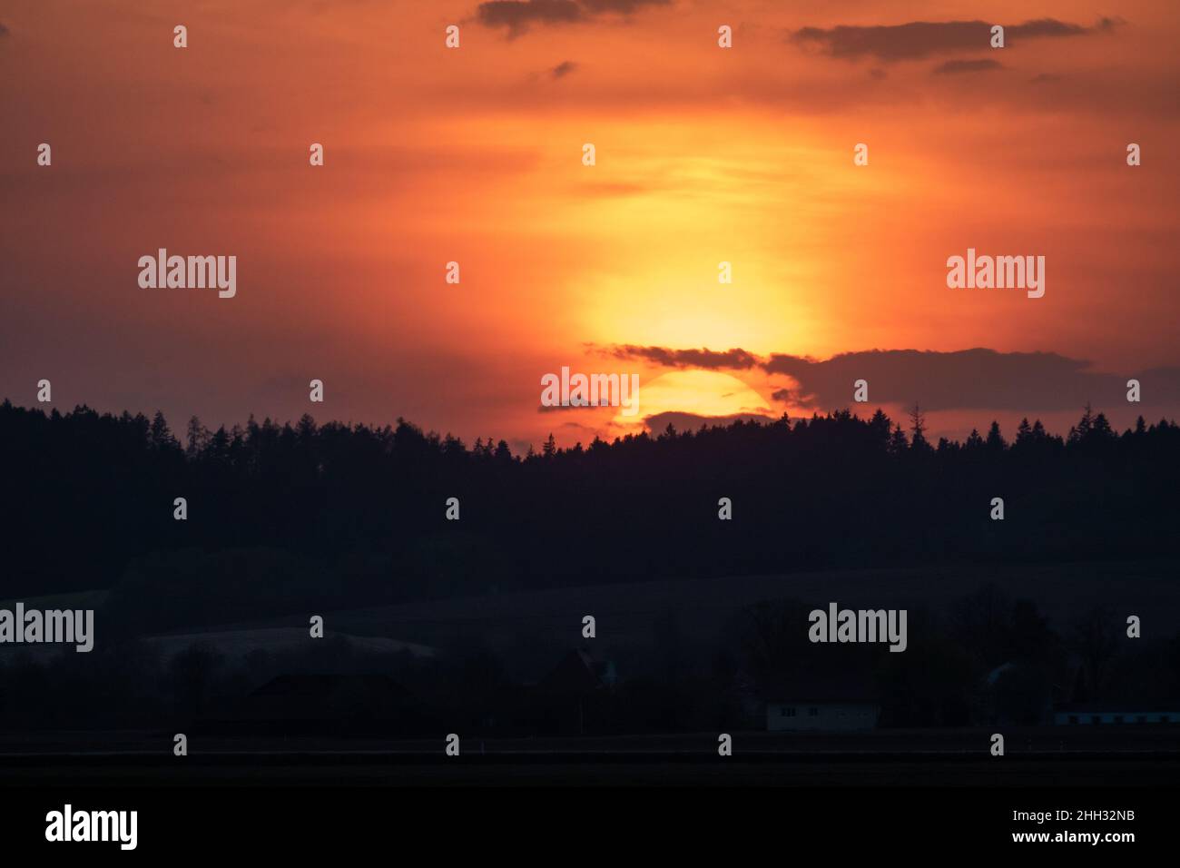 Stormy Clouds Over Farm Field Stock Photo - Alamy