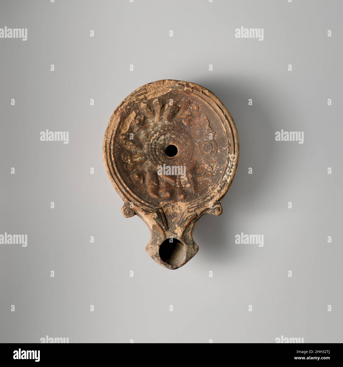 Terracotta oil lamp ca. 20 B.C.–A.D. 25 Roman Loeschcke Type 1A. Mold ...