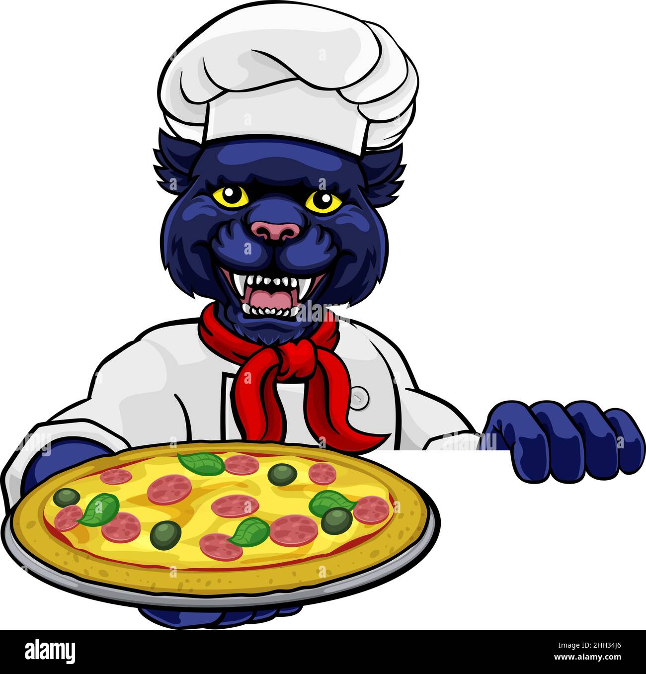 Panther Pizza Chef Cartoon Restaurant Mascot Sign Stock Vector Image ...