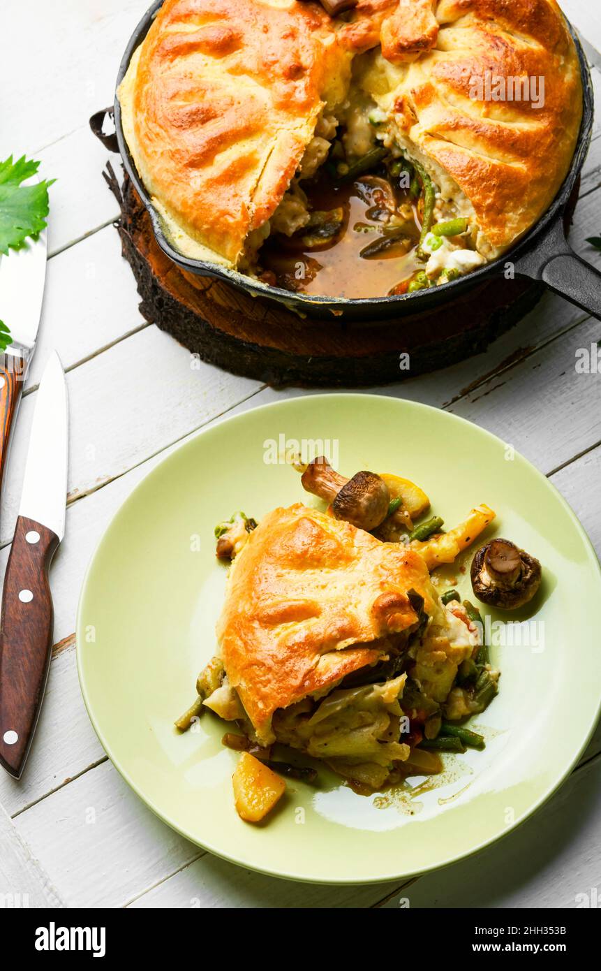 Rustic closed vegetable pie. Pie with zucchini and squash Stock Photo ...