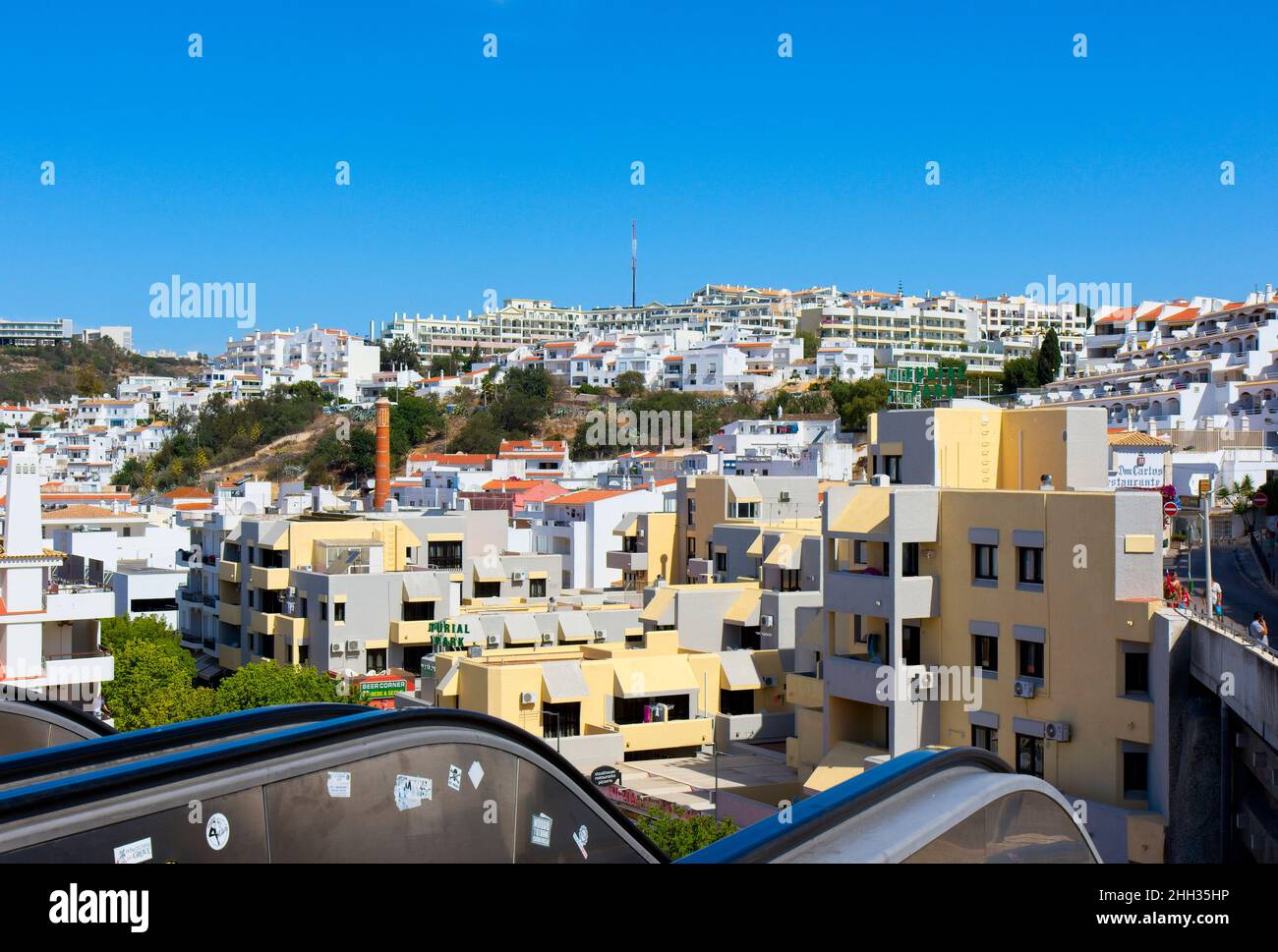 The beautiful buildings of Albufeira viewed from the top of the ...