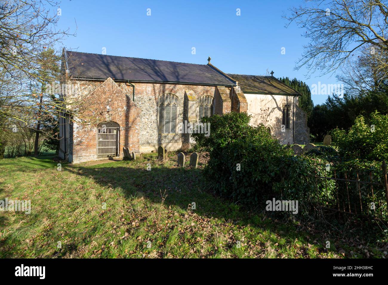 Village parish church of Saint John the Baptist, Denham, Suffolk ...