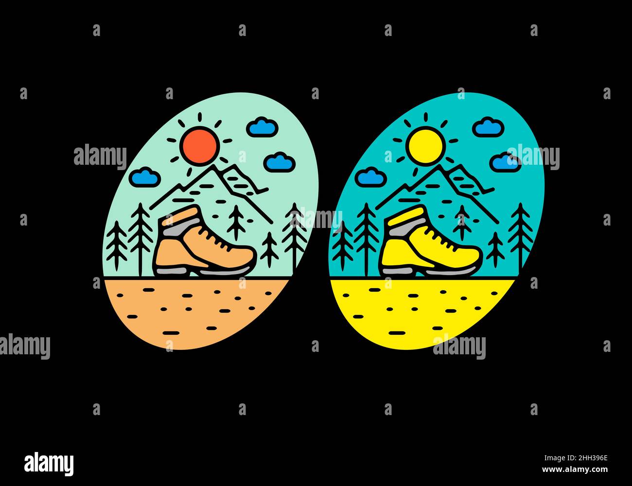 Line art illustration of outdoor shoes design Stock Vector Image & Art ...