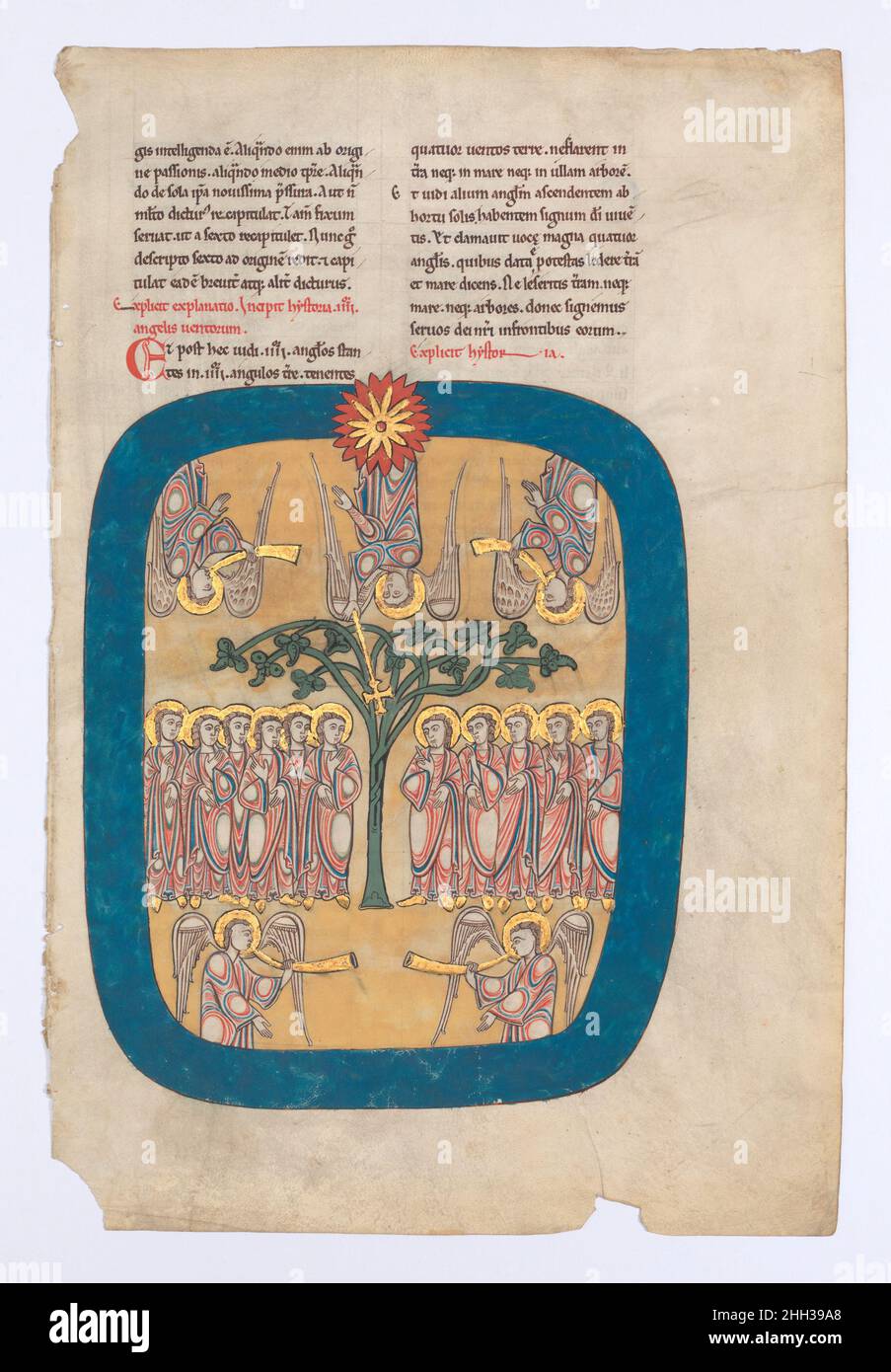 Leaf from a Beatus Manuscript: Angels Restrain the Four Winds; the ...