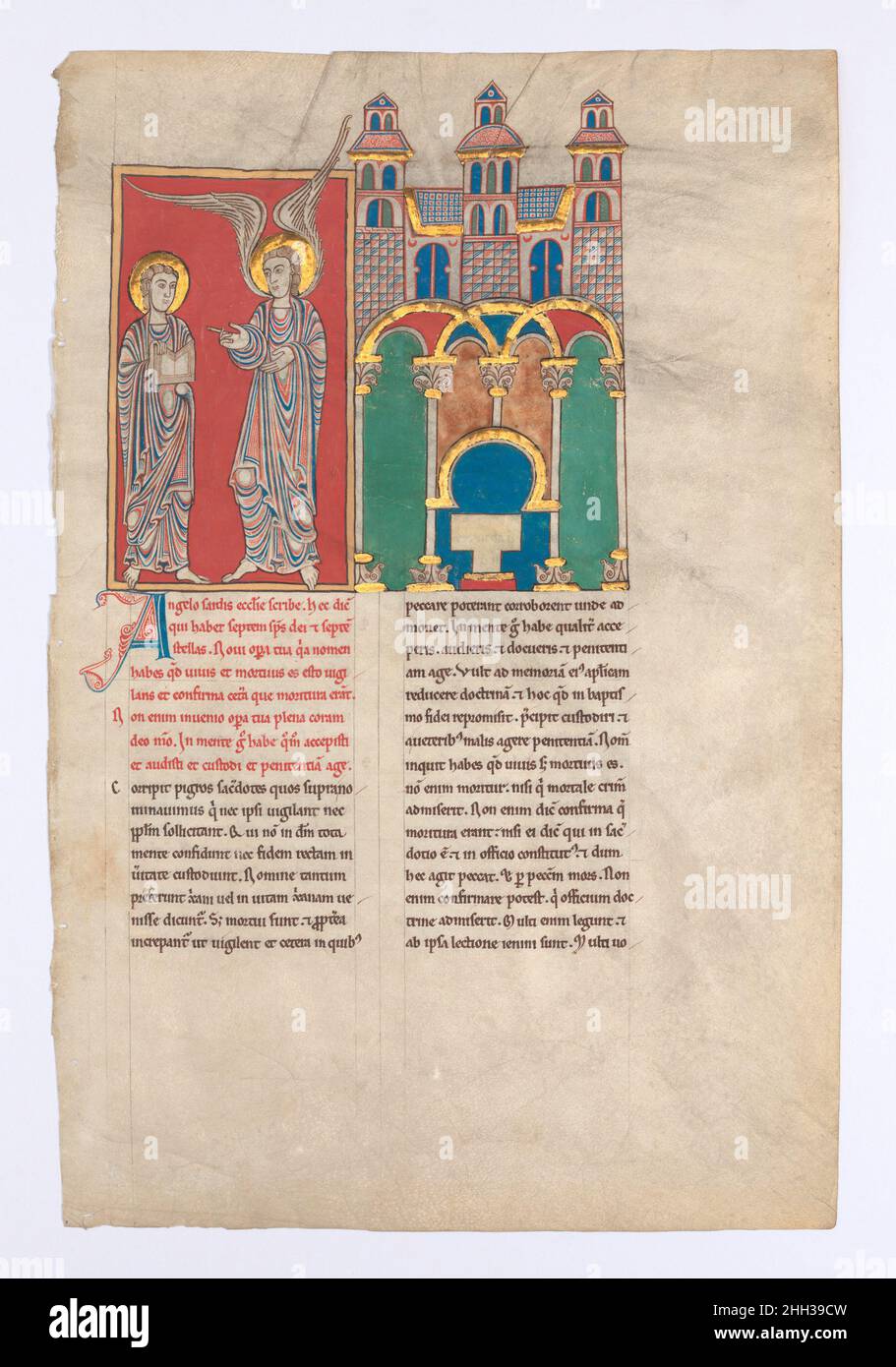 Leaf from a Beatus Manuscript: the Angel of the Church of Sardis with ...