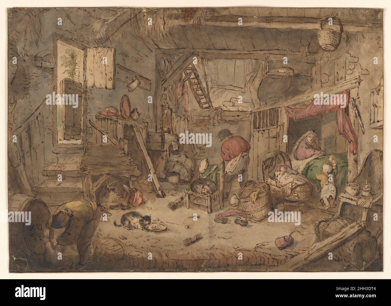 Peasant Family in a Barn 1640s Copy after Isaac van Ostade Dutch ...