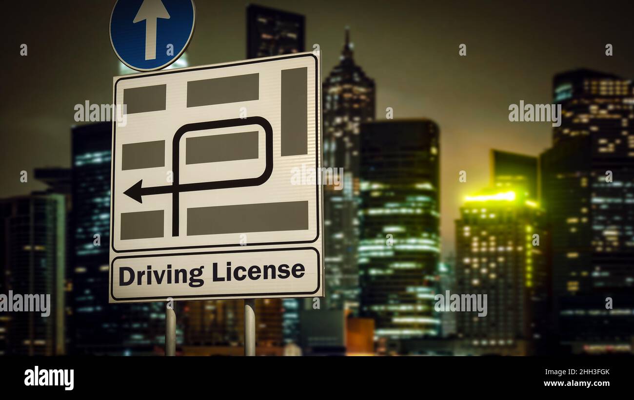 Street Sign the Direction Way to DRIVING LICENSE Stock Photo - Alamy