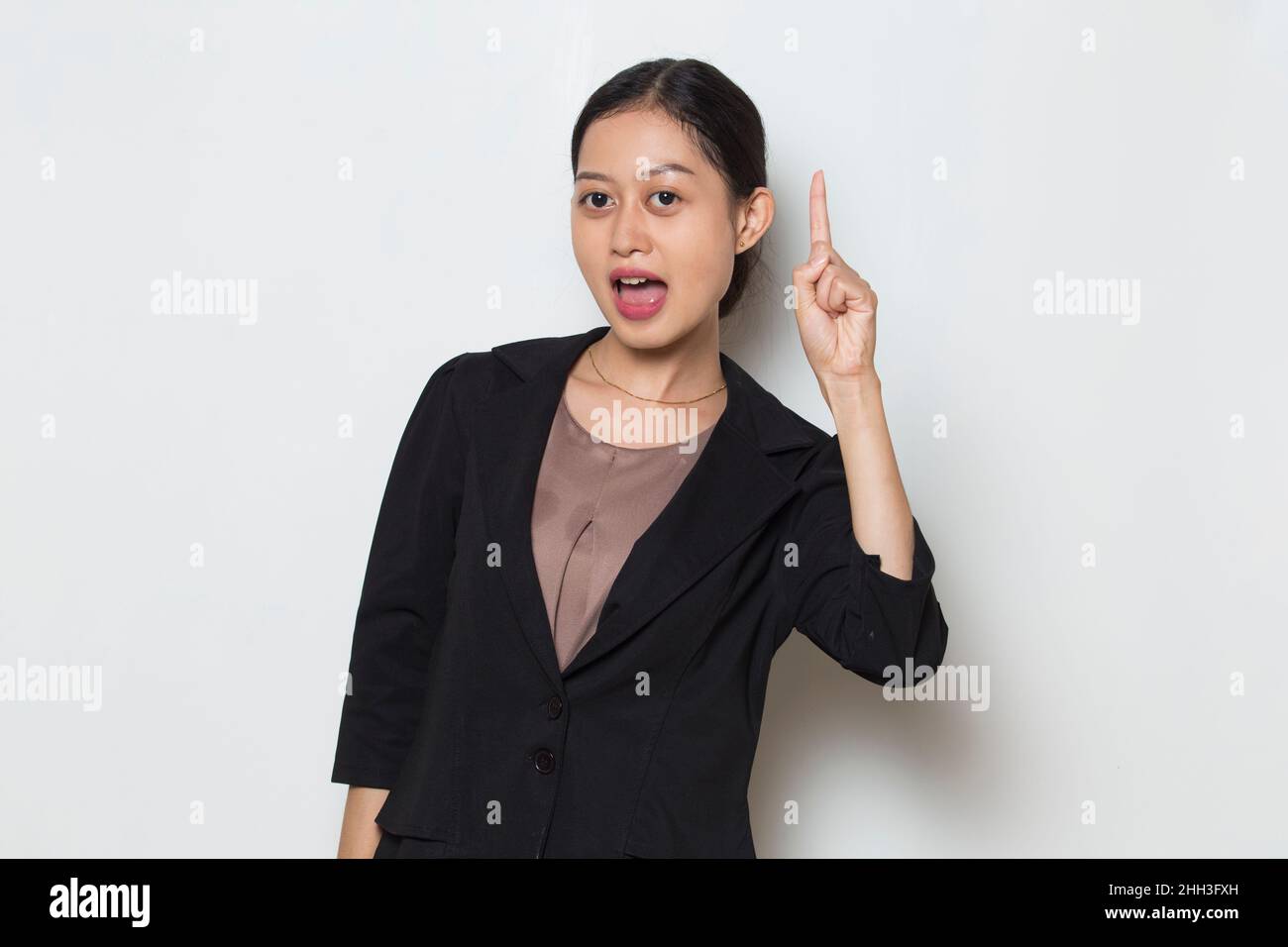 asian business woman thinks idea isolated on white background Stock ...