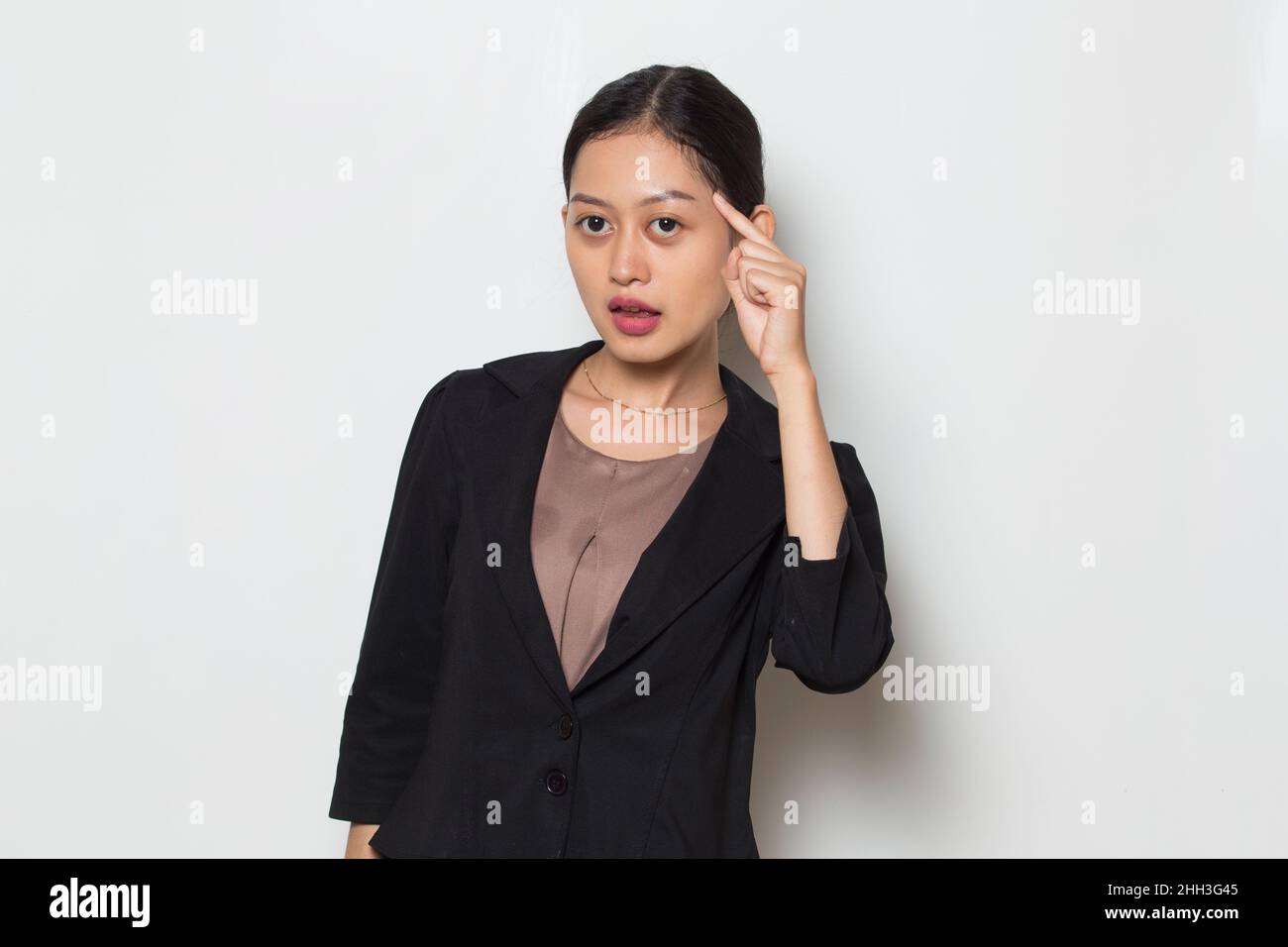 asian business woman thinks idea isolated on white background Stock ...