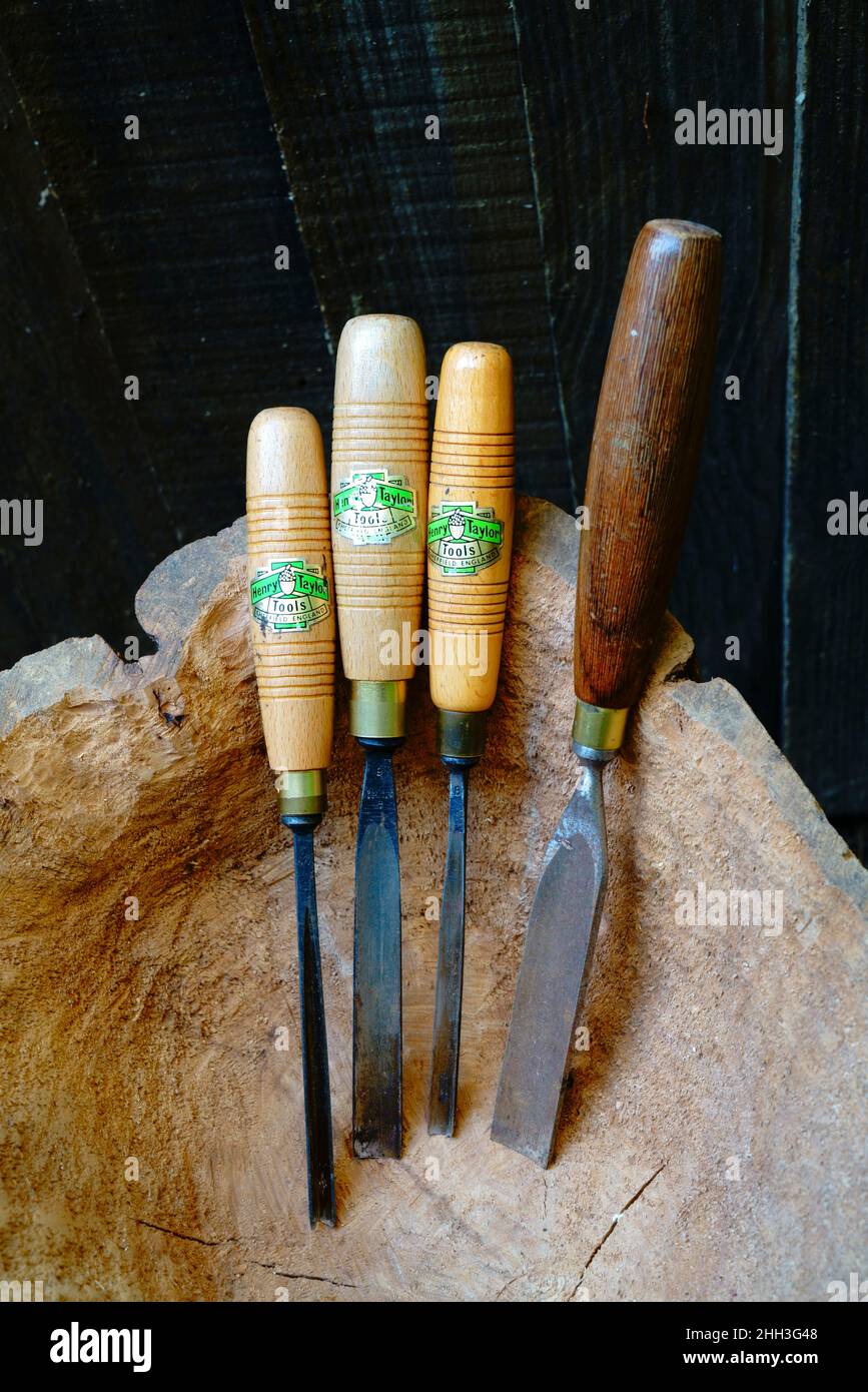 A close up of some wood carving chisels Stock Photo - Alamy