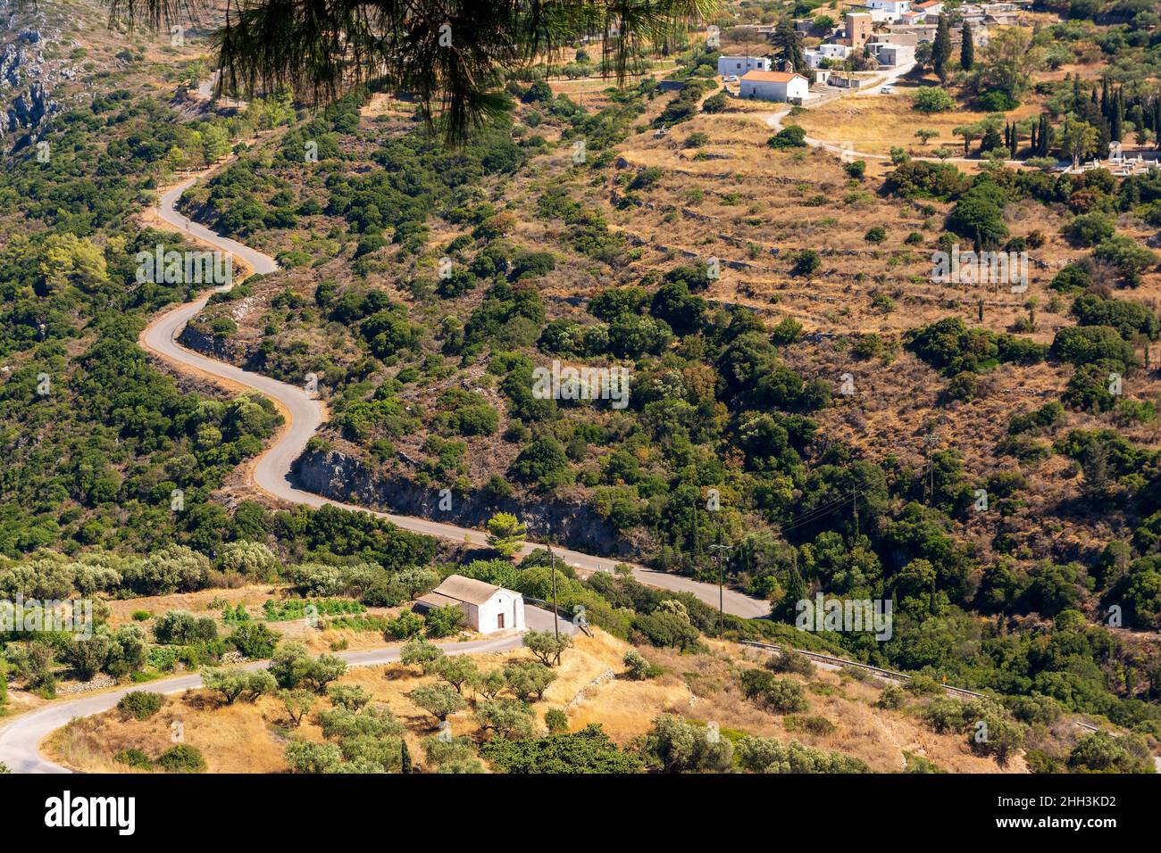 Mountain road over the highlands of the Greek island of Kythira. Greece ...