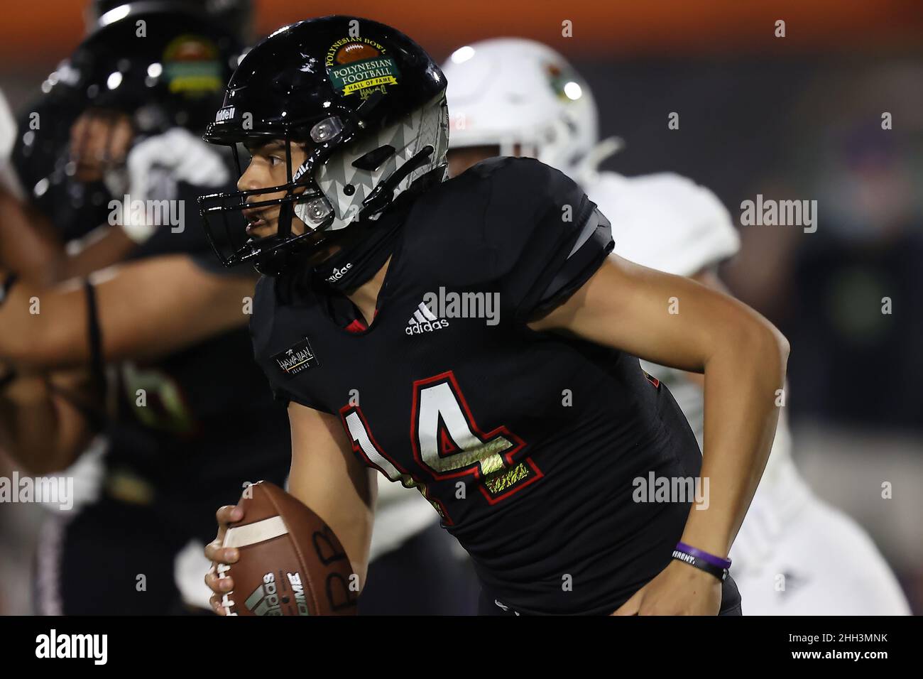 January 22, 2022 - Team Mauka quarterback Jayden Maiava #14 (Liberty HS ...