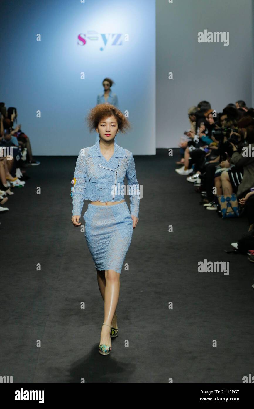 Model cat walk on the runway during an Seoul Fashion Week S/S Song Yu Zin show at DDP in Seoul ...