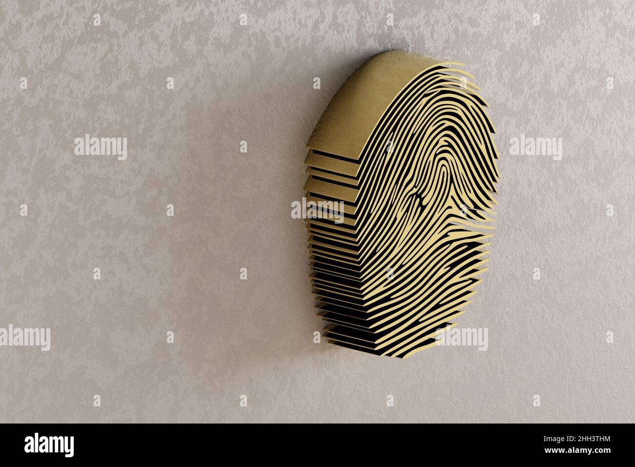 Beautiful abstract golden fingerprint, standing on white wall, 3d ...