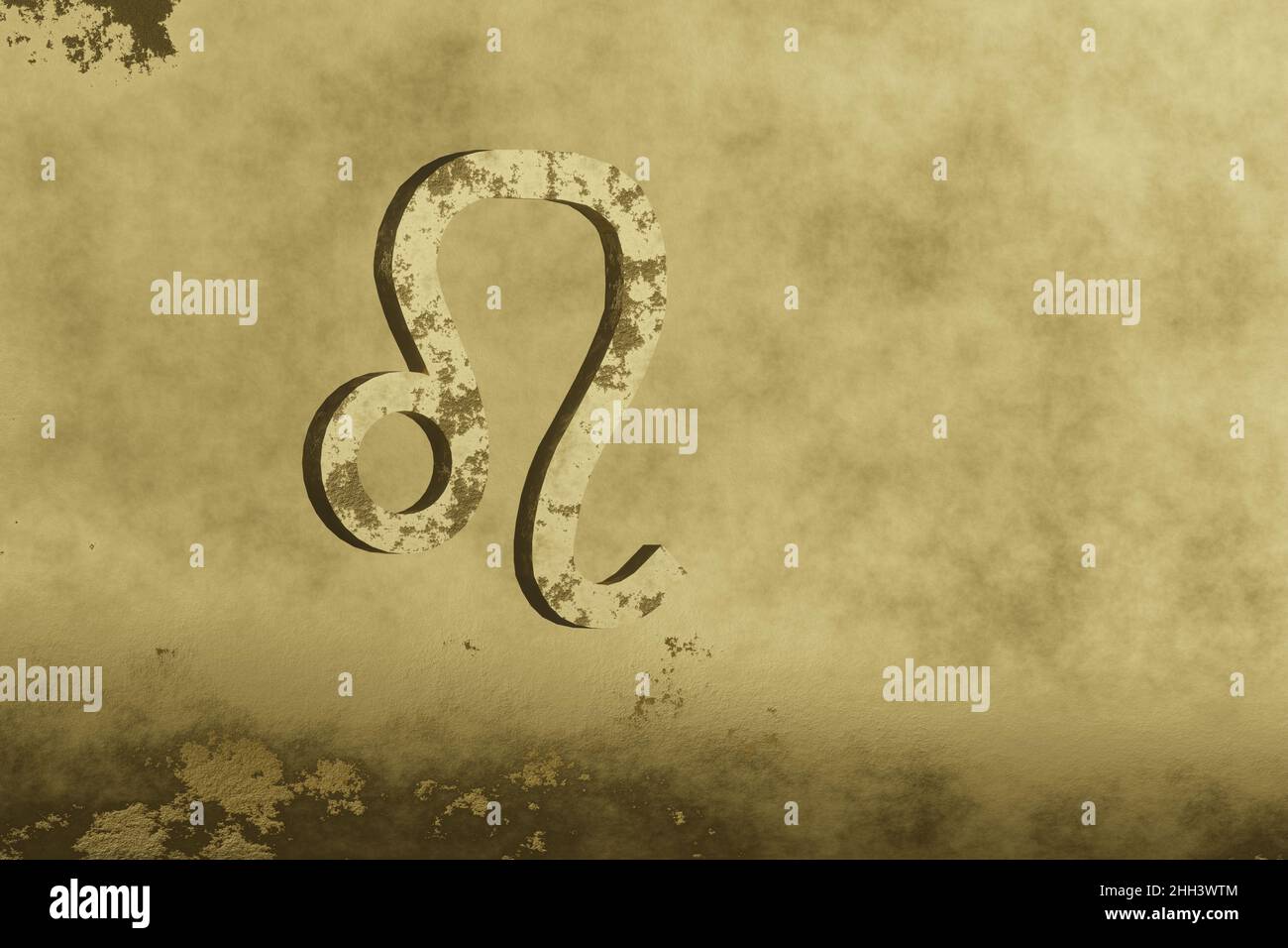 Golden zodiac sign Leo on a gold background. 3d rendering illustration ...