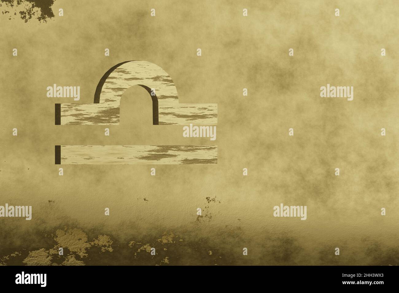 Golden zodiac sign Libra on a gold background. 3d rendering ...