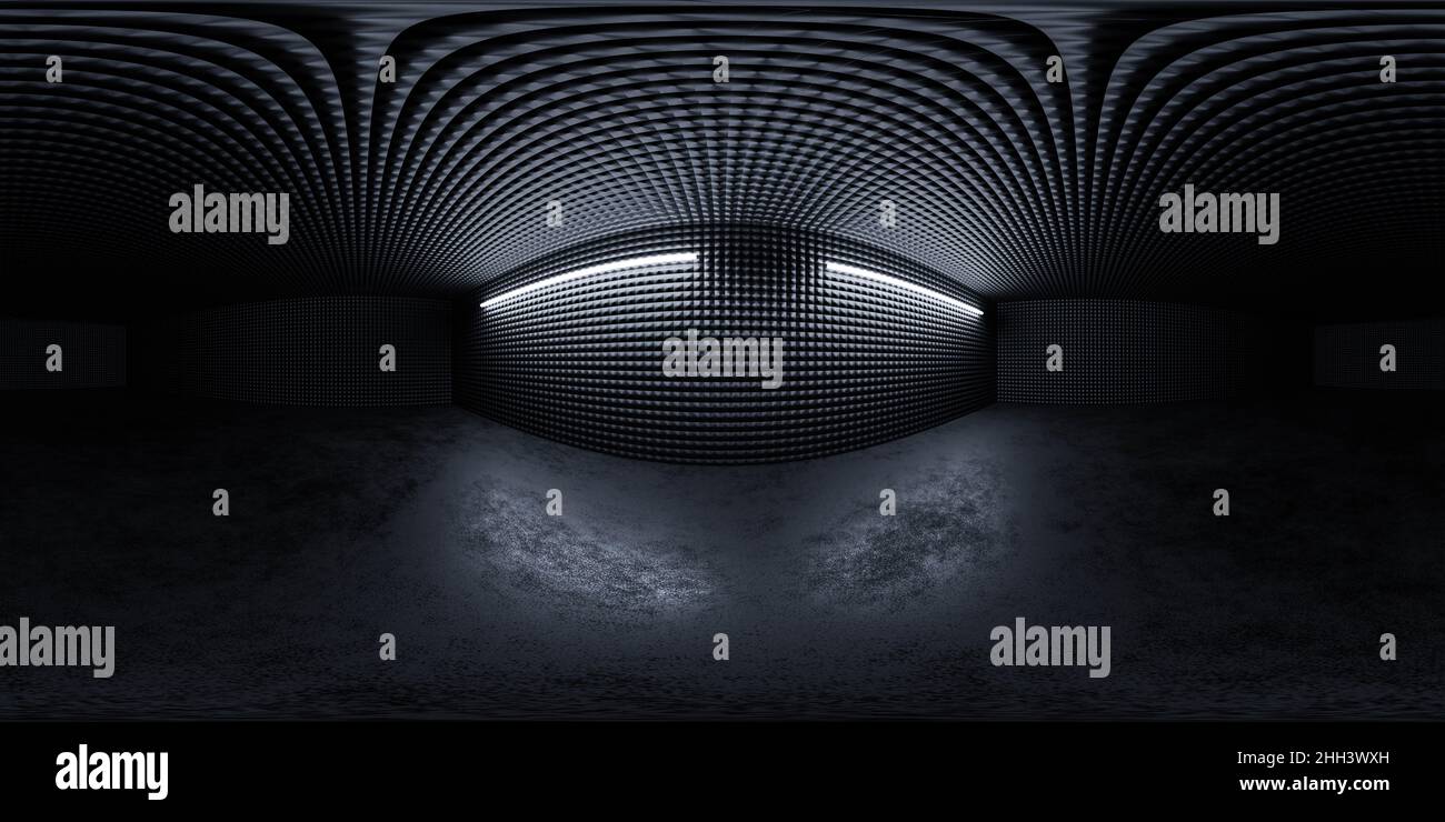 360 full spherical panorama of abstract conrete basement hall with ...