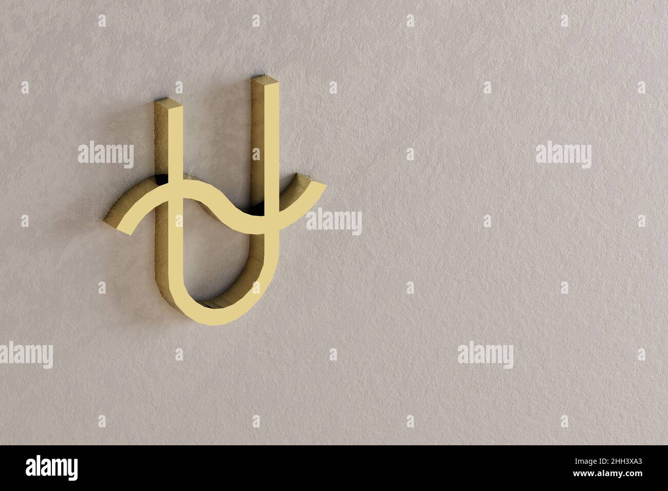 Golden zodiac sign Ophiuchus on a white wall background. 3d rendering ...