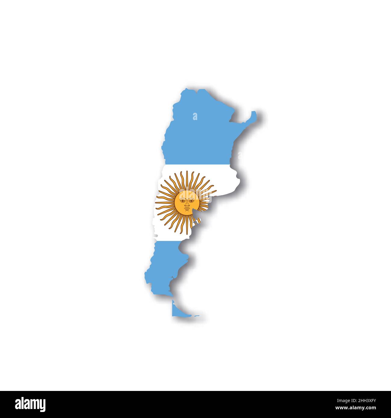 Argentina national flag in a shape of country map Stock Vector Image ...