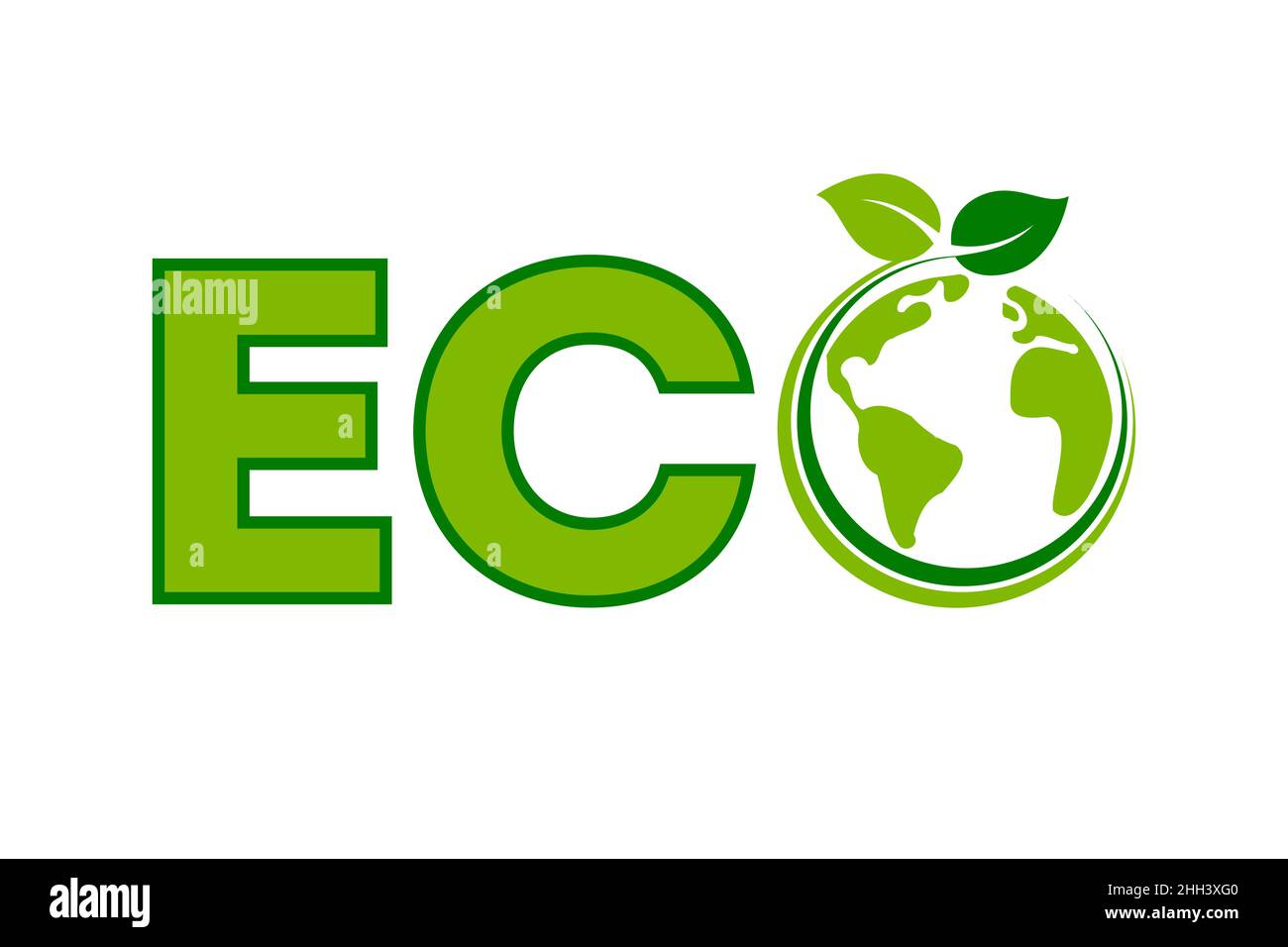 Word Eco template logo. Green lettering with planet earth ...