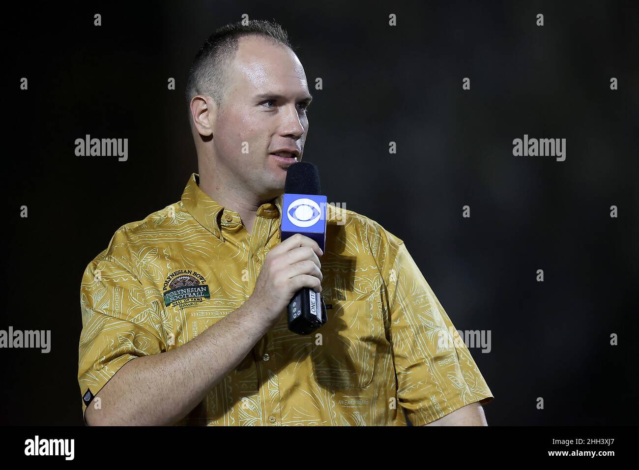 January 22, 2022 - Reporter Ian Scheuring during the Polynesian Bowl high school football ...