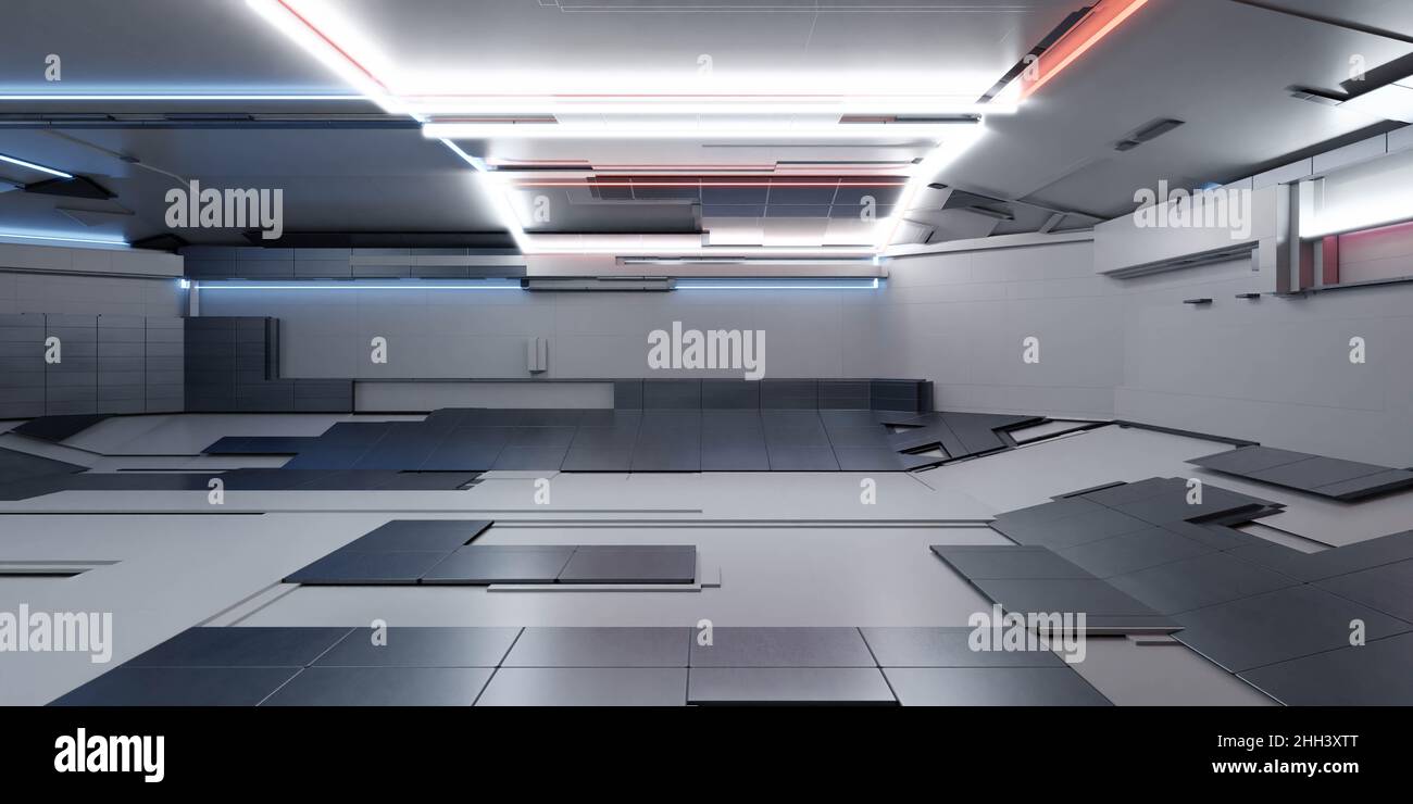 modern futuristic technology station space ship sci-fi laboratory 3d ...