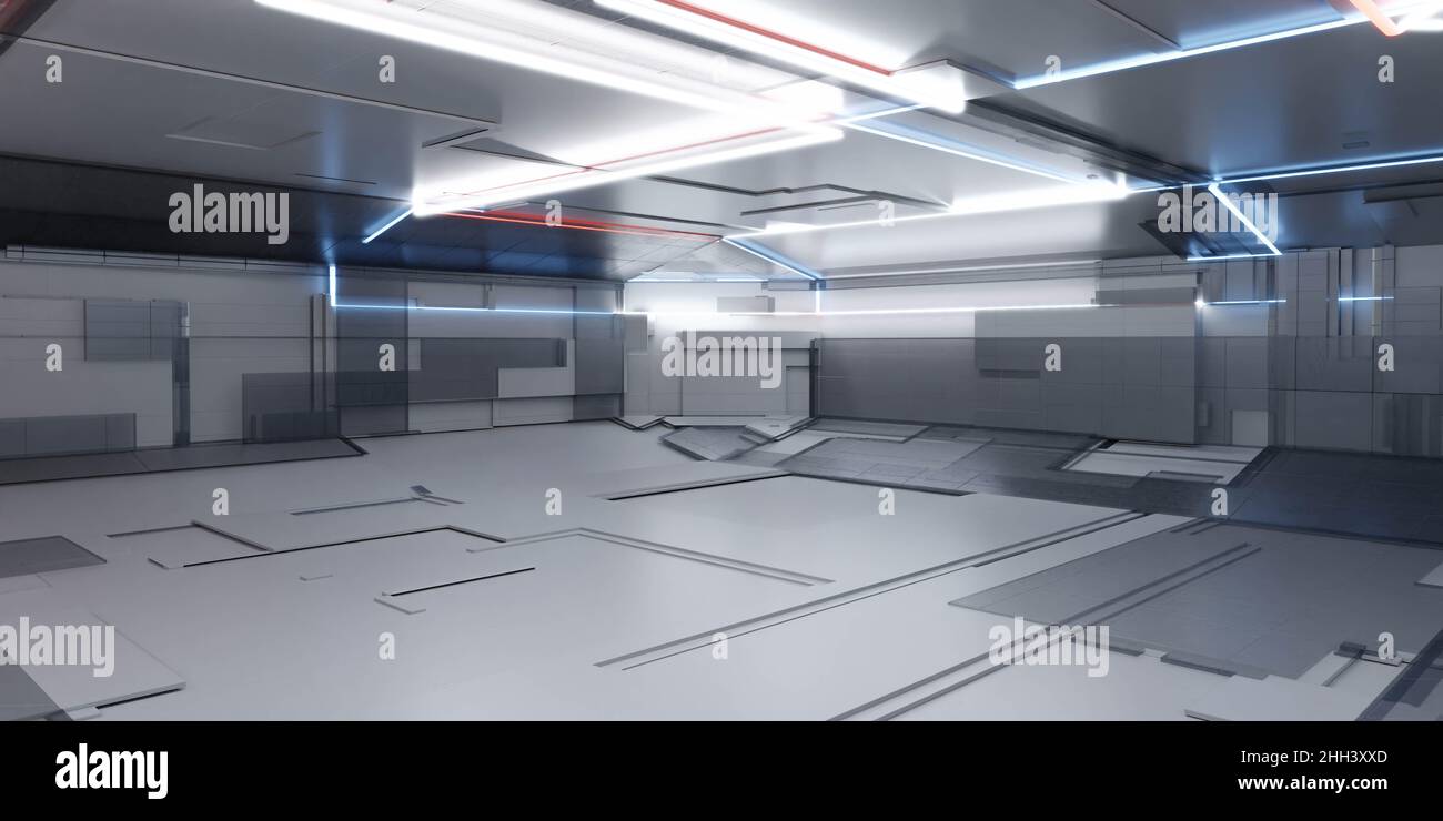 modern futuristic technology station space ship sci-fi laboratory 3d ...
